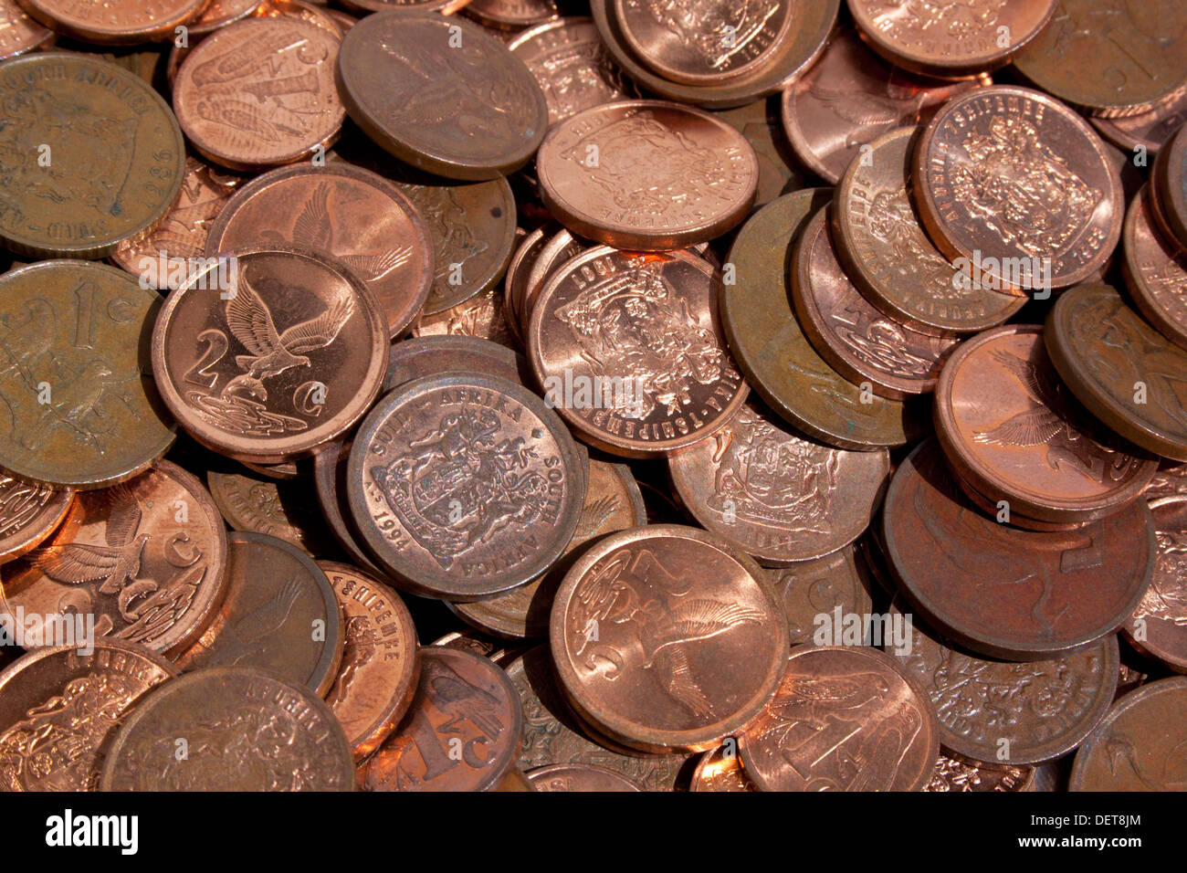 Scattered collection of south African coins of small currency Stock ...