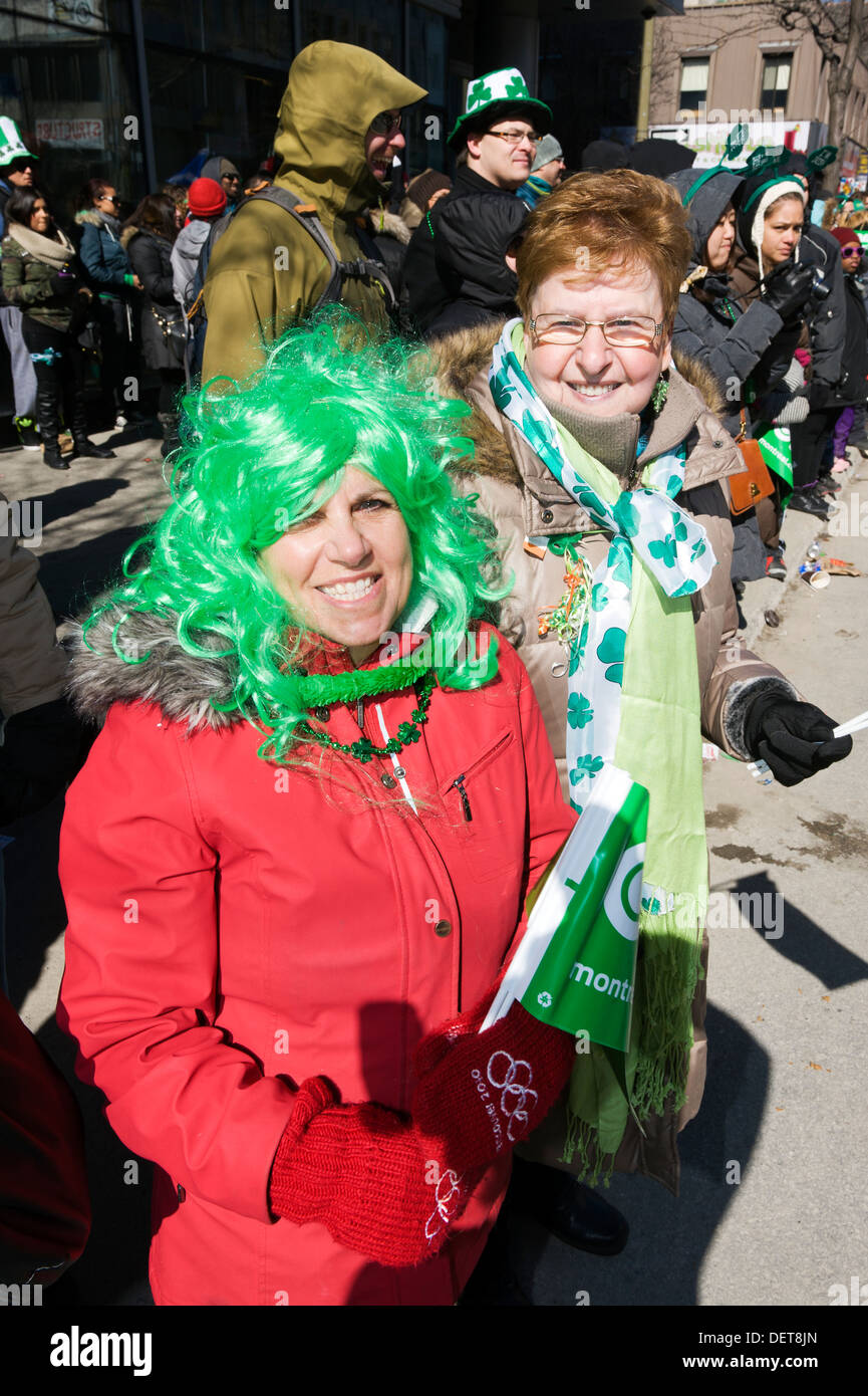 Women attending the St-Patricks day parade in Montreal, province of ...
