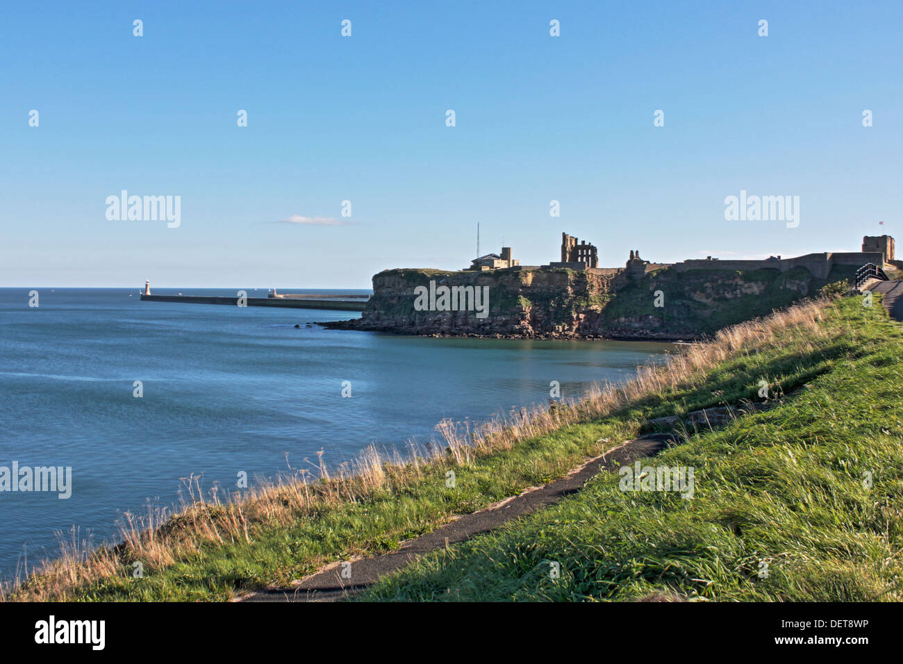 Tranquil scene of King Edwards Bay, Tynemouth, North East England Stock ...