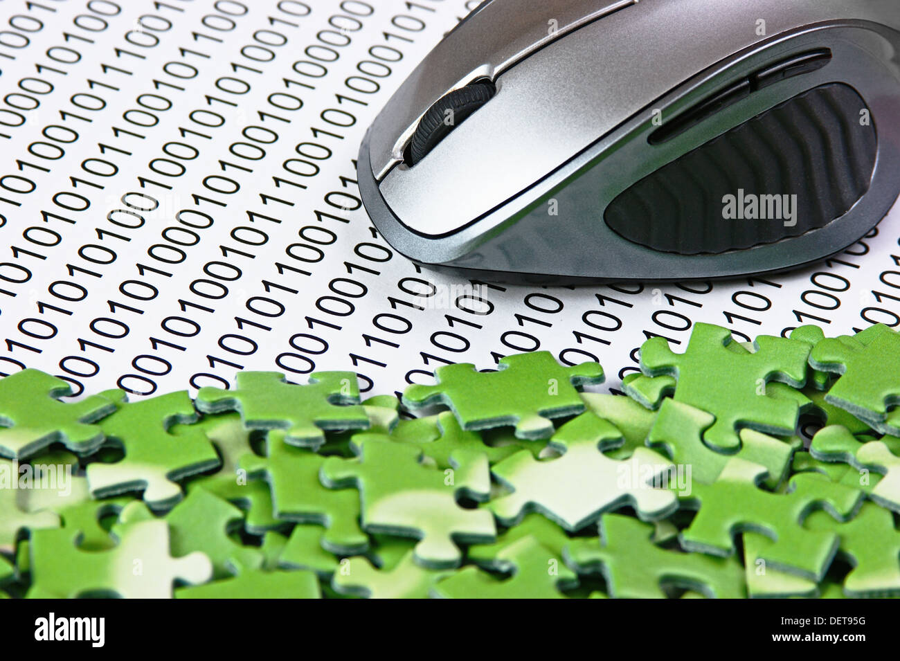 computer mouse and puzzles on a binary code Stock Photo - Alamy computer mouse and puzzles on a binary code Stock Photo - Alamy