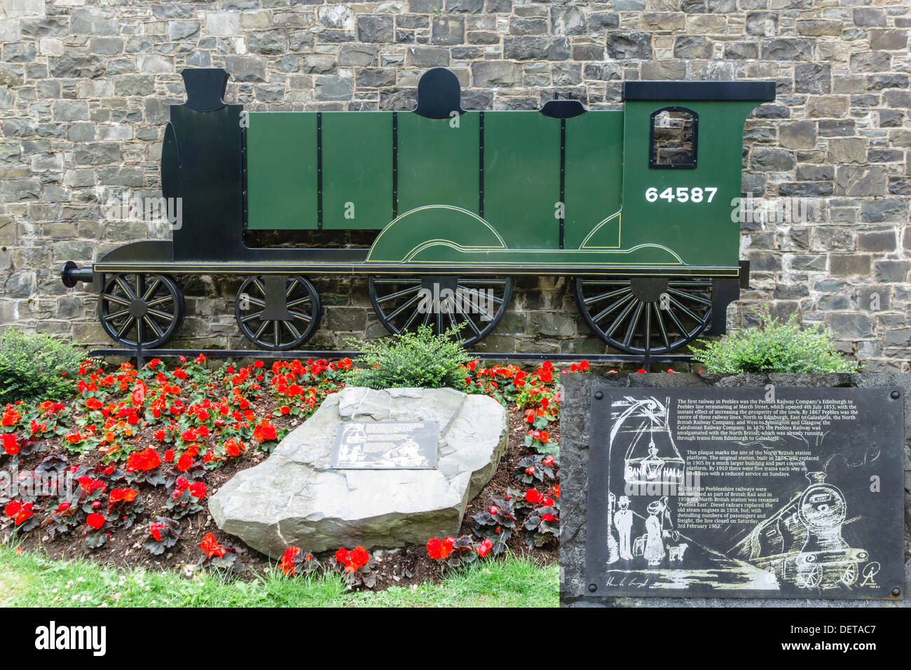 Art memorial for the old Peebles railway in southern Scotland, long ...