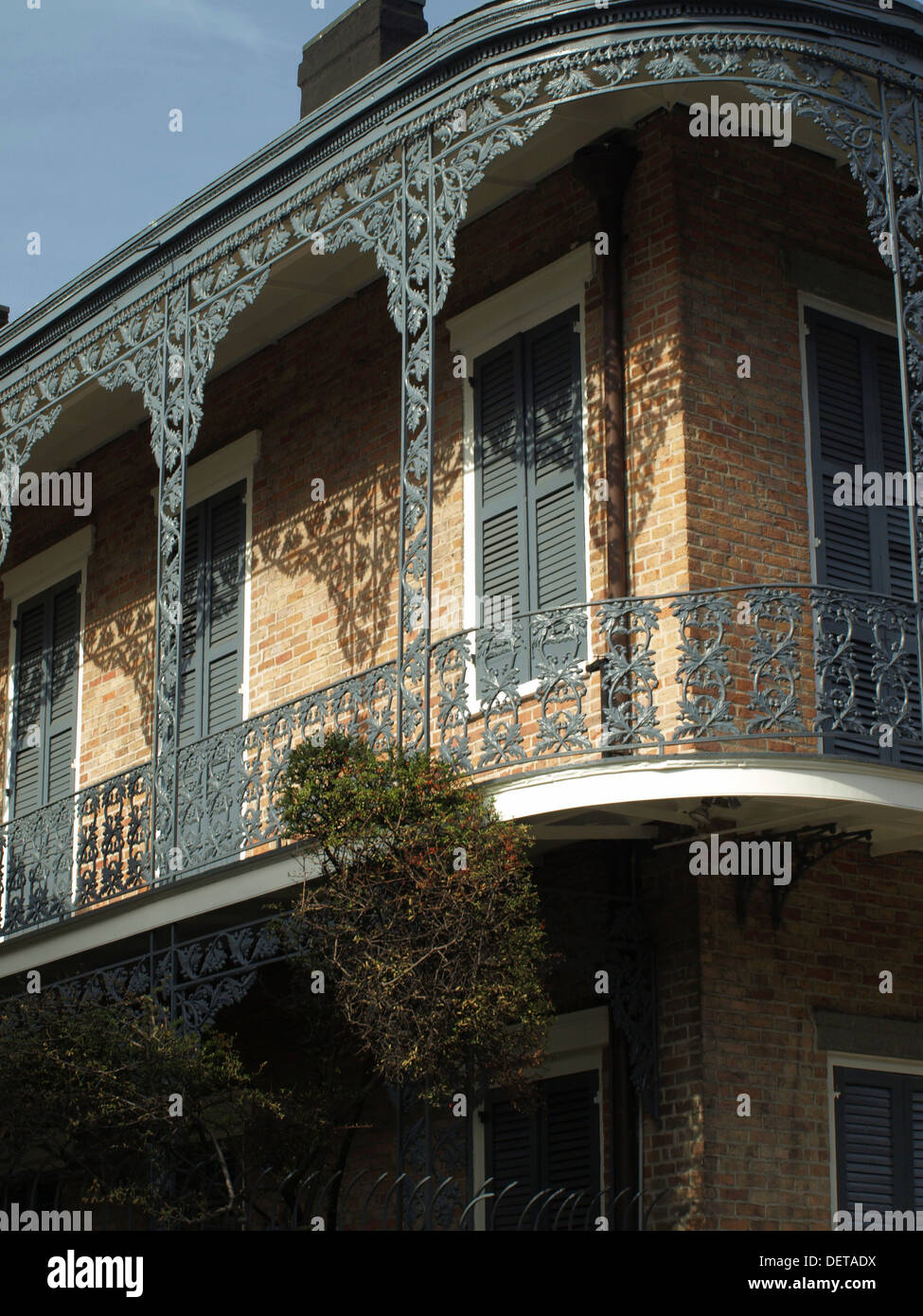 A wrought iron balcony in the French Quarter of New Orleans, Louisiana ...