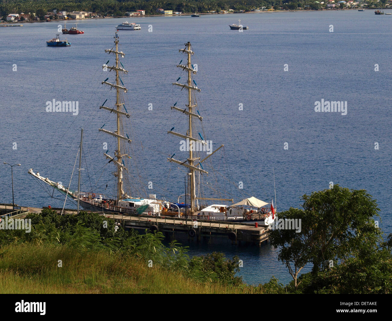Docked 2 mast boat at Fort Shirley, Commonwealth of Dominica, Caribbean ...