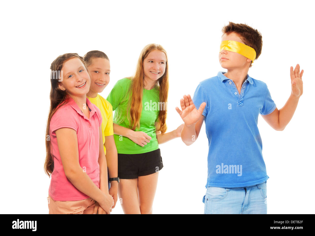 Boys and girls playing touch and run, isolated on white Stock Photo - Alamy