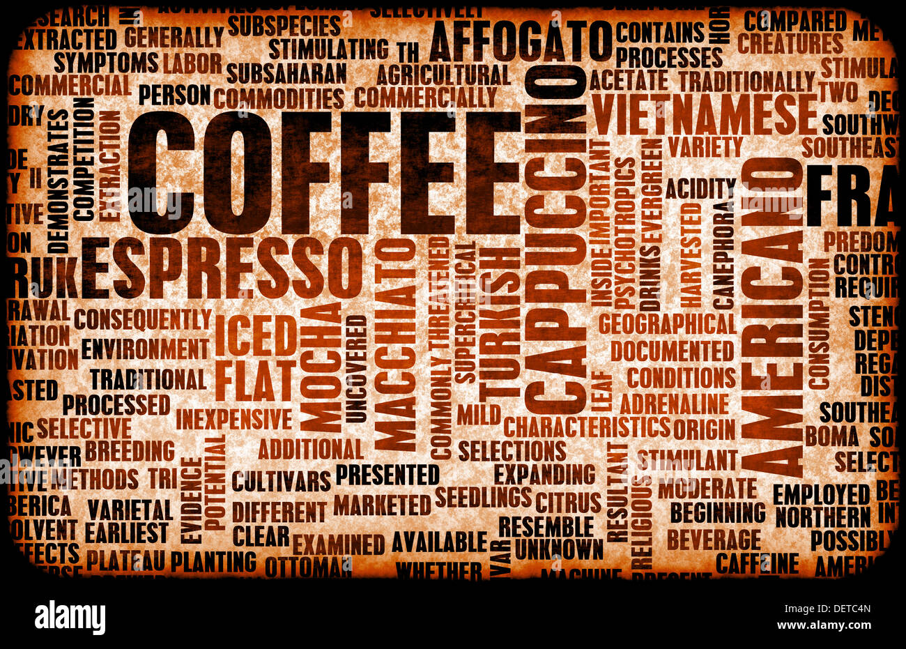 Coffee Background with Different Blends and Types Stock Photo - Alamy