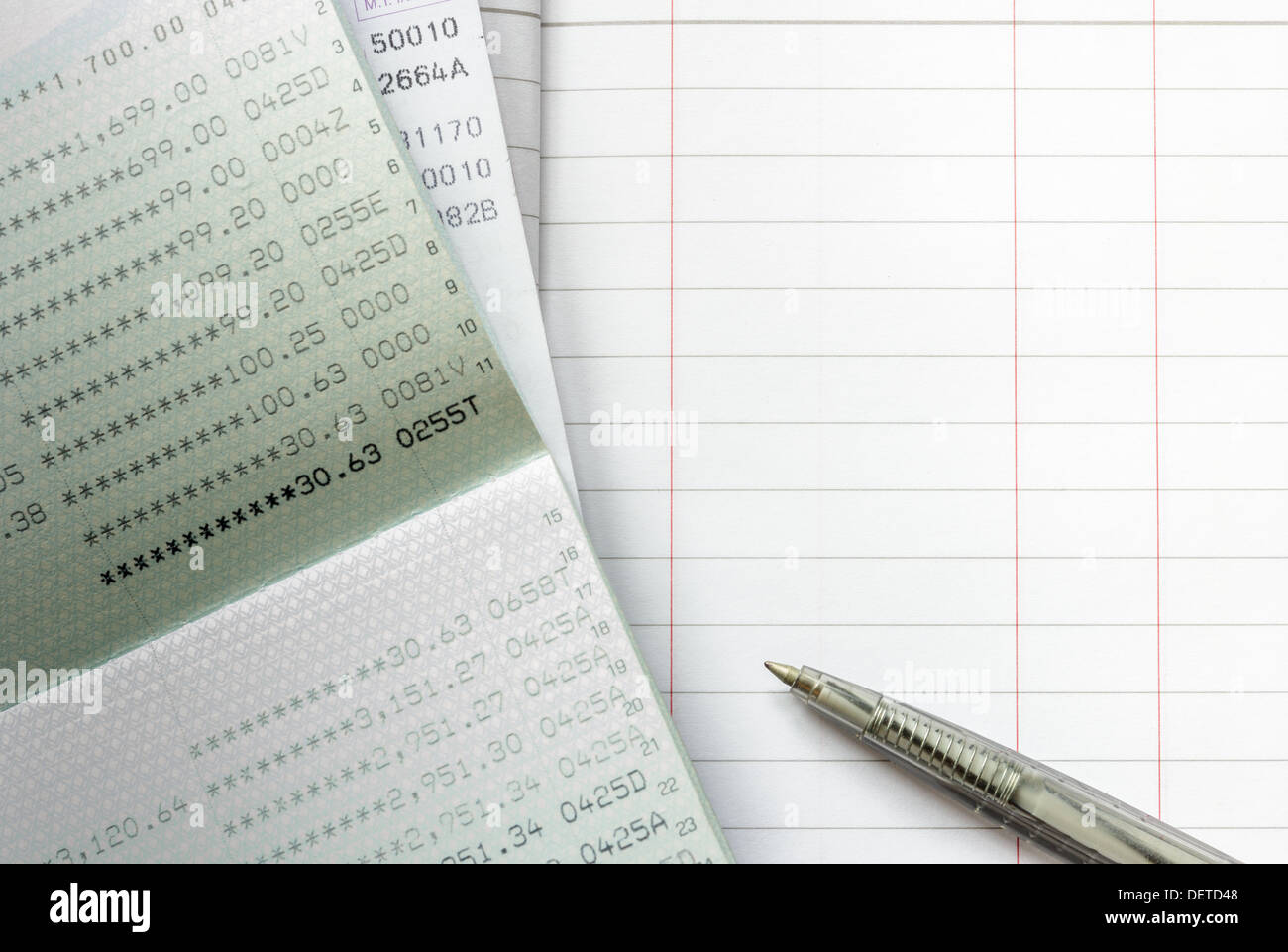 Book Bank with blank notebook for space Stock Photo - Alamy