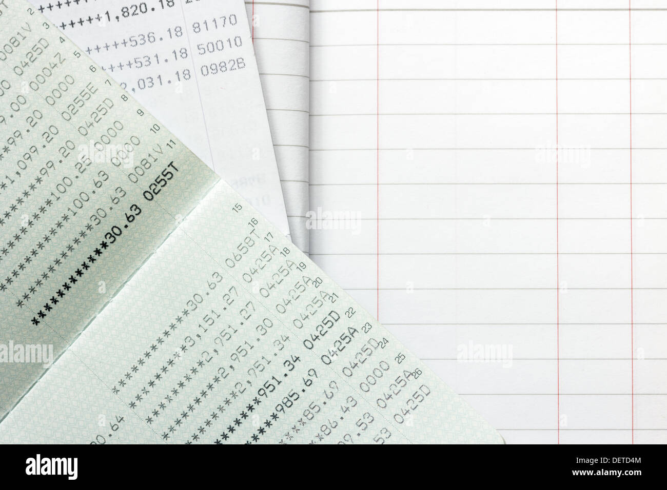 Book Bank with blank notebook for space Stock Photo - Alamy