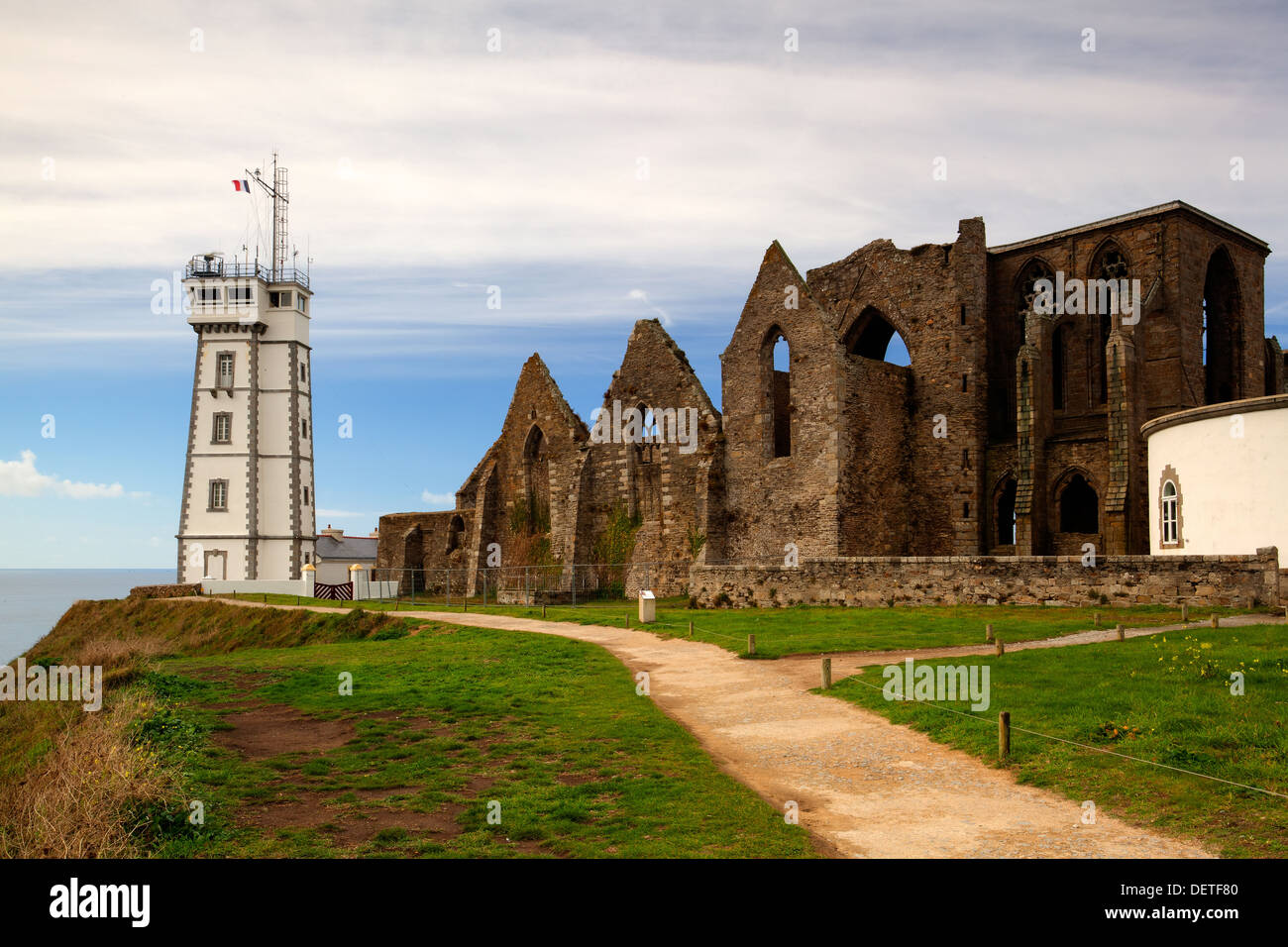 Famous abbey ruins and lighthouse ,Pointe de Saint-Mathieu, Brittany ...