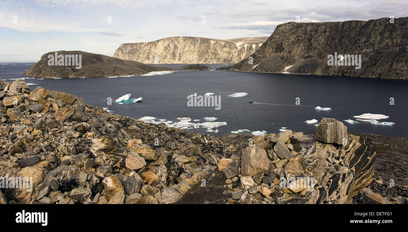 Glacial fjord at Cape Mercy, Cumberland Sound, Baffin Island, Nunavut ...