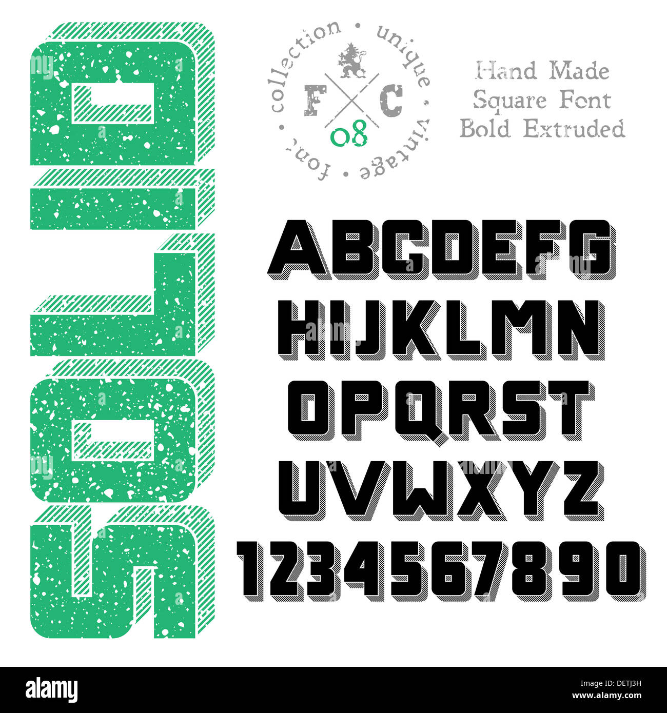 Handmade retro font. 3d extruded type Stock Photo - Alamy