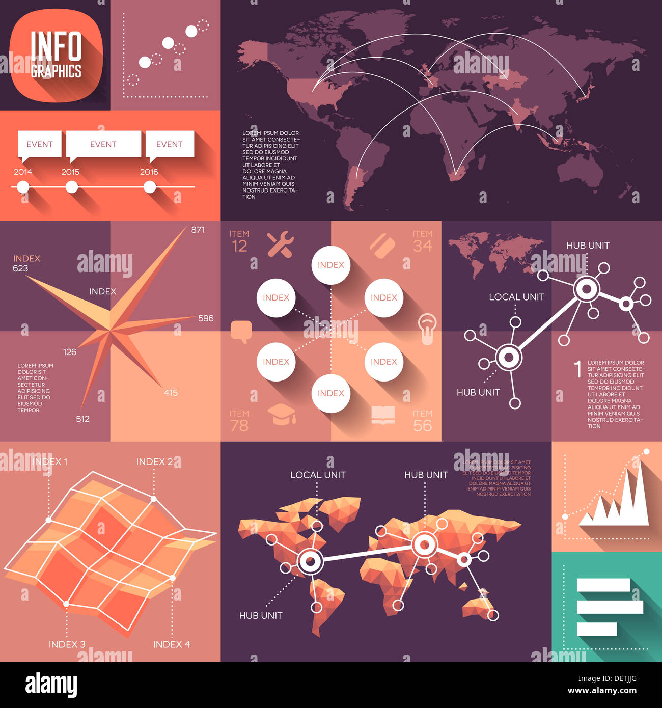 Infographics of flat design with long shadows. Raster version Stock ...