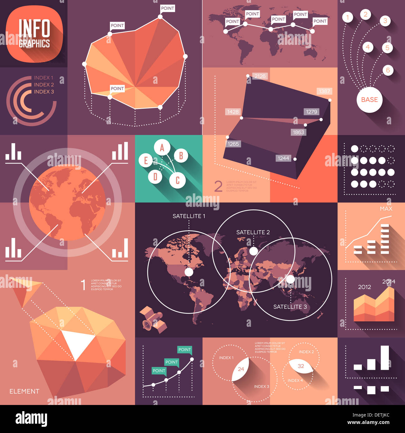 Infographics of flat design with long shadows. Raster version Stock ...