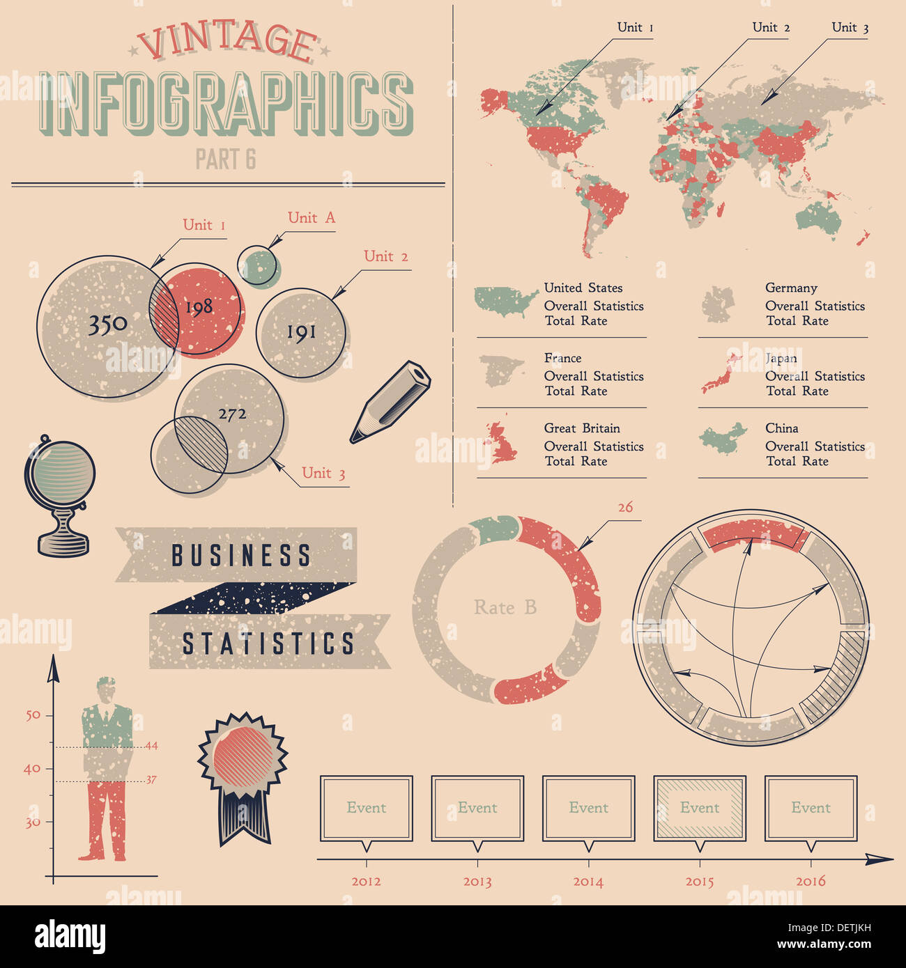 Vintage infographics design elements Stock Photo - Alamy