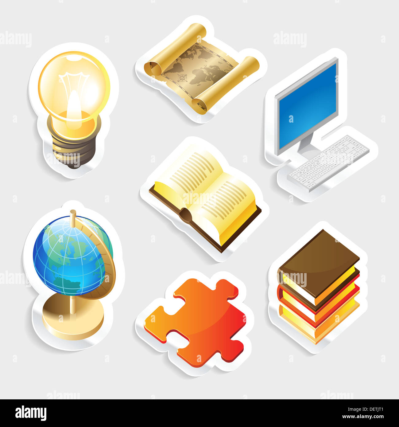Sticker icon set for education and science Stock Photo - Alamy