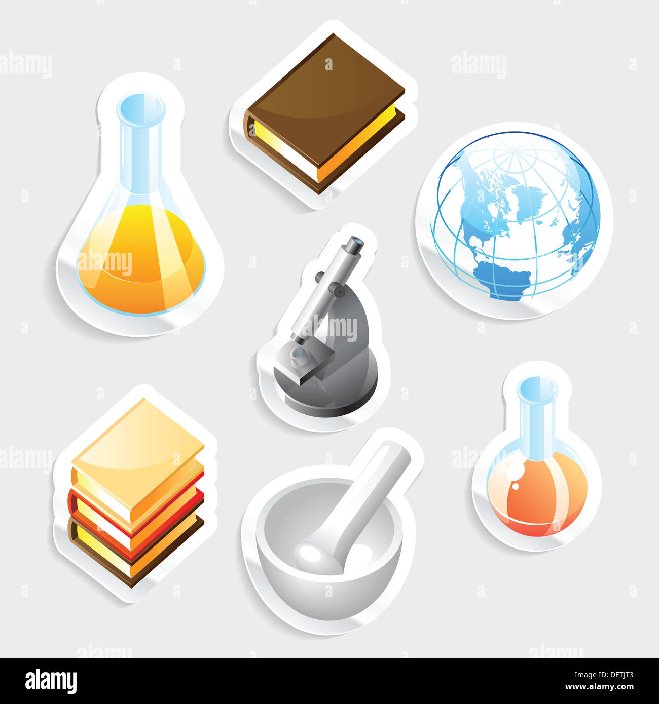 Sticker icon set for education and science Stock Photo - Alamy