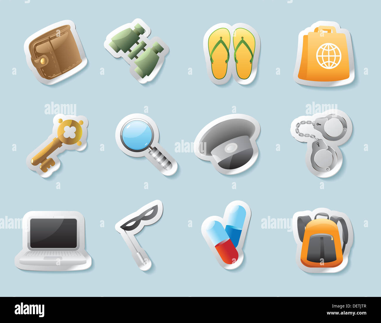 Sticker button set. Icons for personal belongings Stock Photo - Alamy