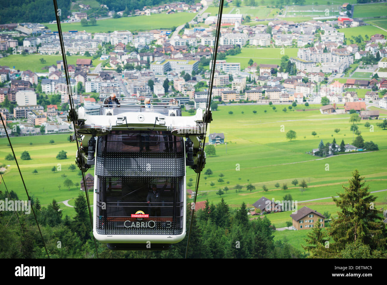 Europe, Switzerland, Lucerne canton, Stans, CabriO cable car to ...