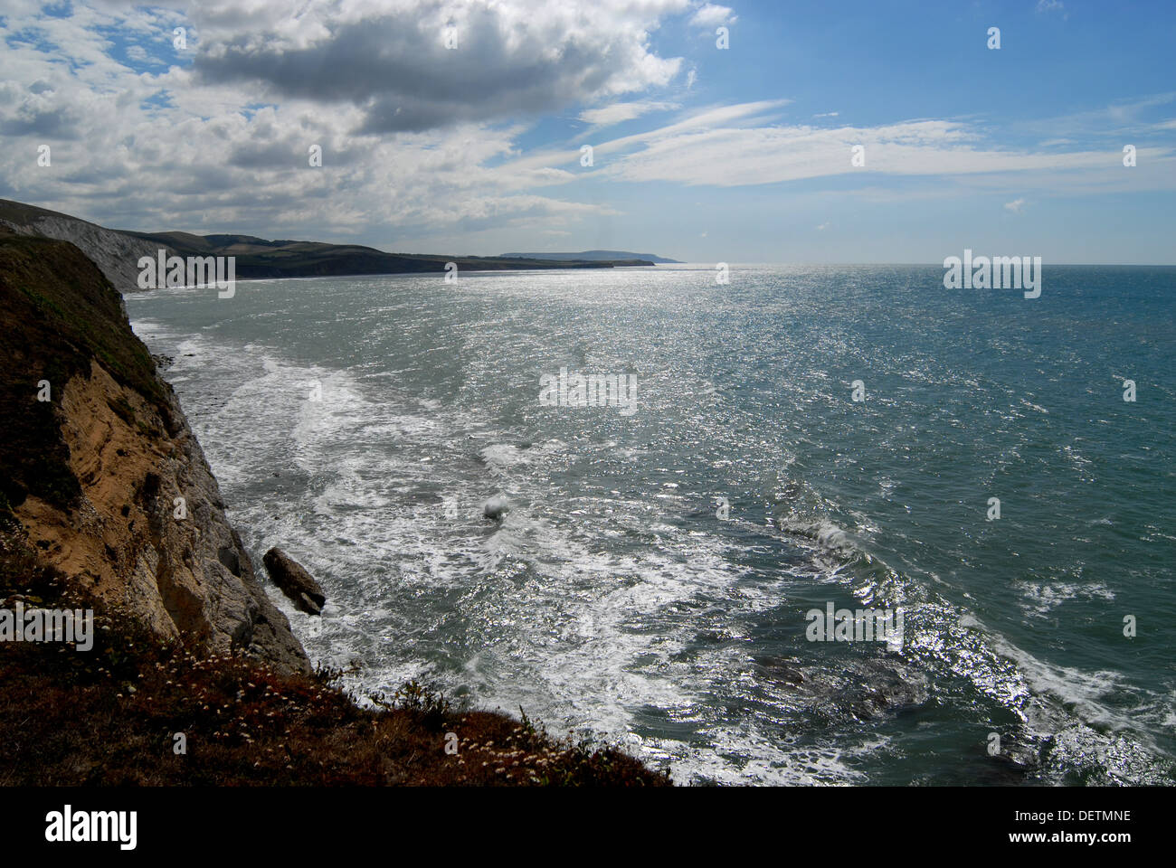 A view of the Solent from the cliffs of the Isle of Wight Stock Photo ...
