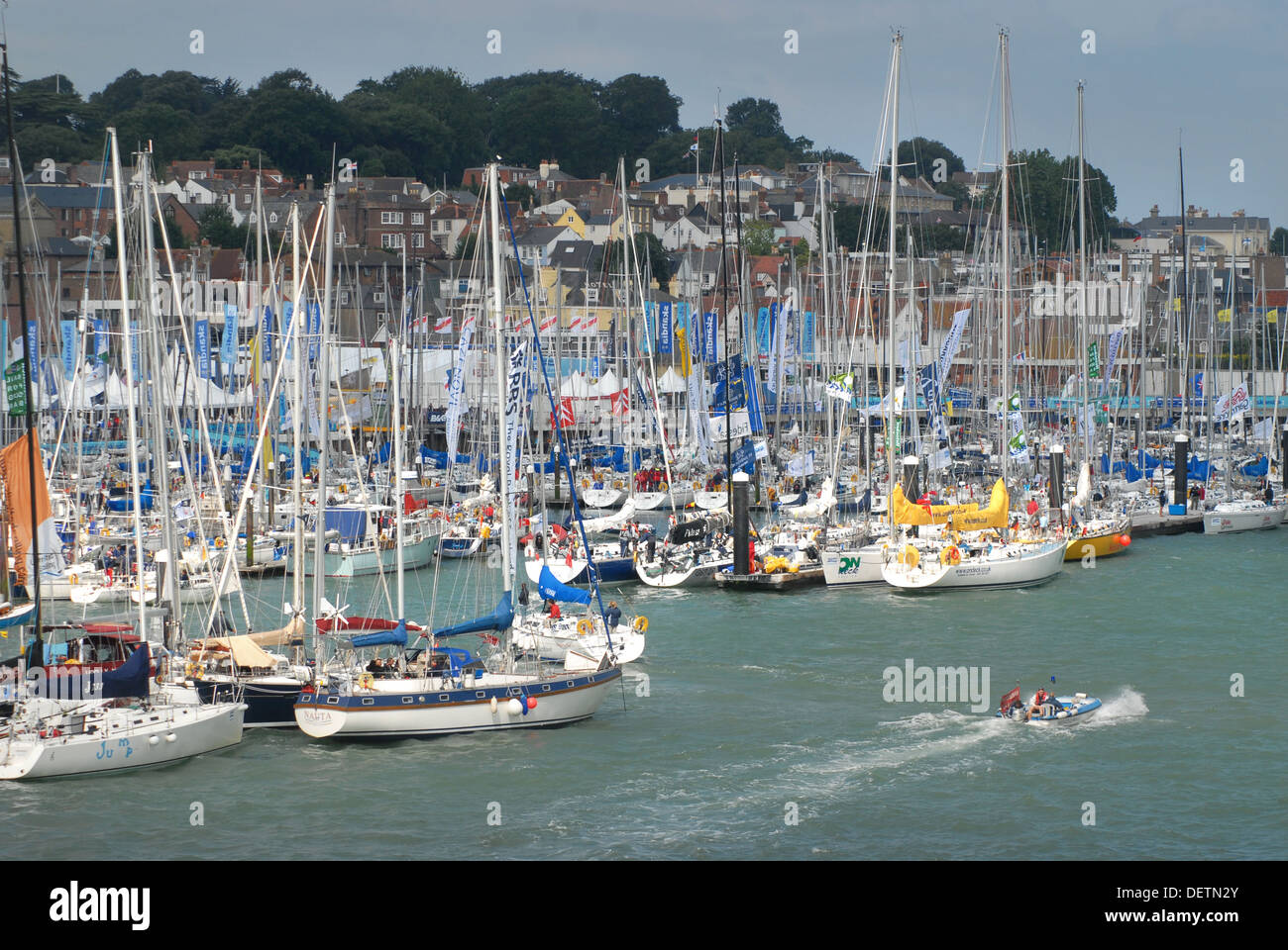 The busy port of Cowes, Isle of Wight during their famous sailing week ...