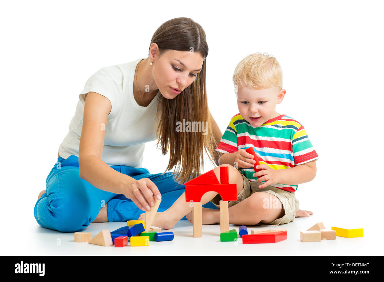 kid boy playing toys together with mother Stock Photo - Alamy
