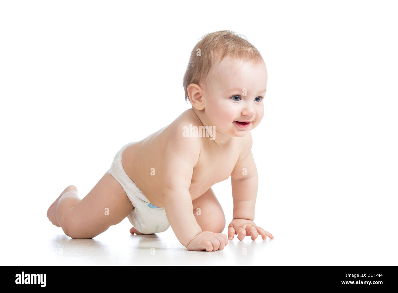 crawling baby or child isolated on white background Stock Photo - Alamy