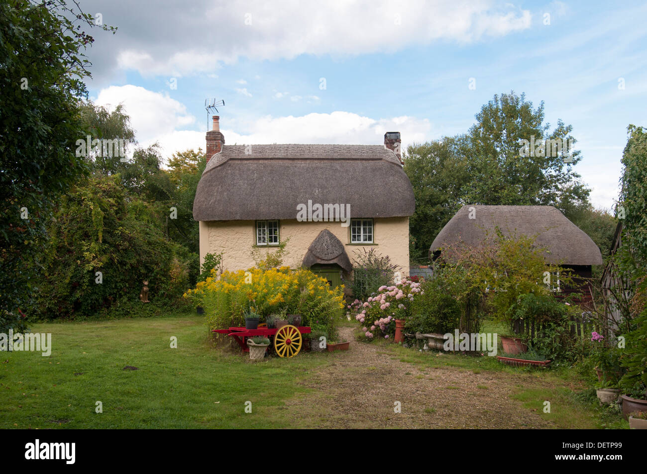 English cottage garden thatch hi-res stock photography and images - Alamy