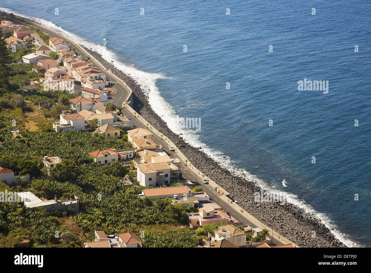 Portugal, Madeira Islands Aerial view of Paul do Mar and beach Stock ...