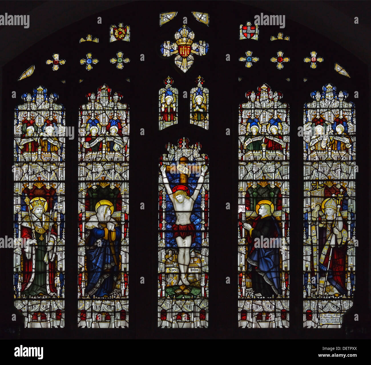 East window by Kempe and Company. Church of Saint Edmund. Kessingland ...