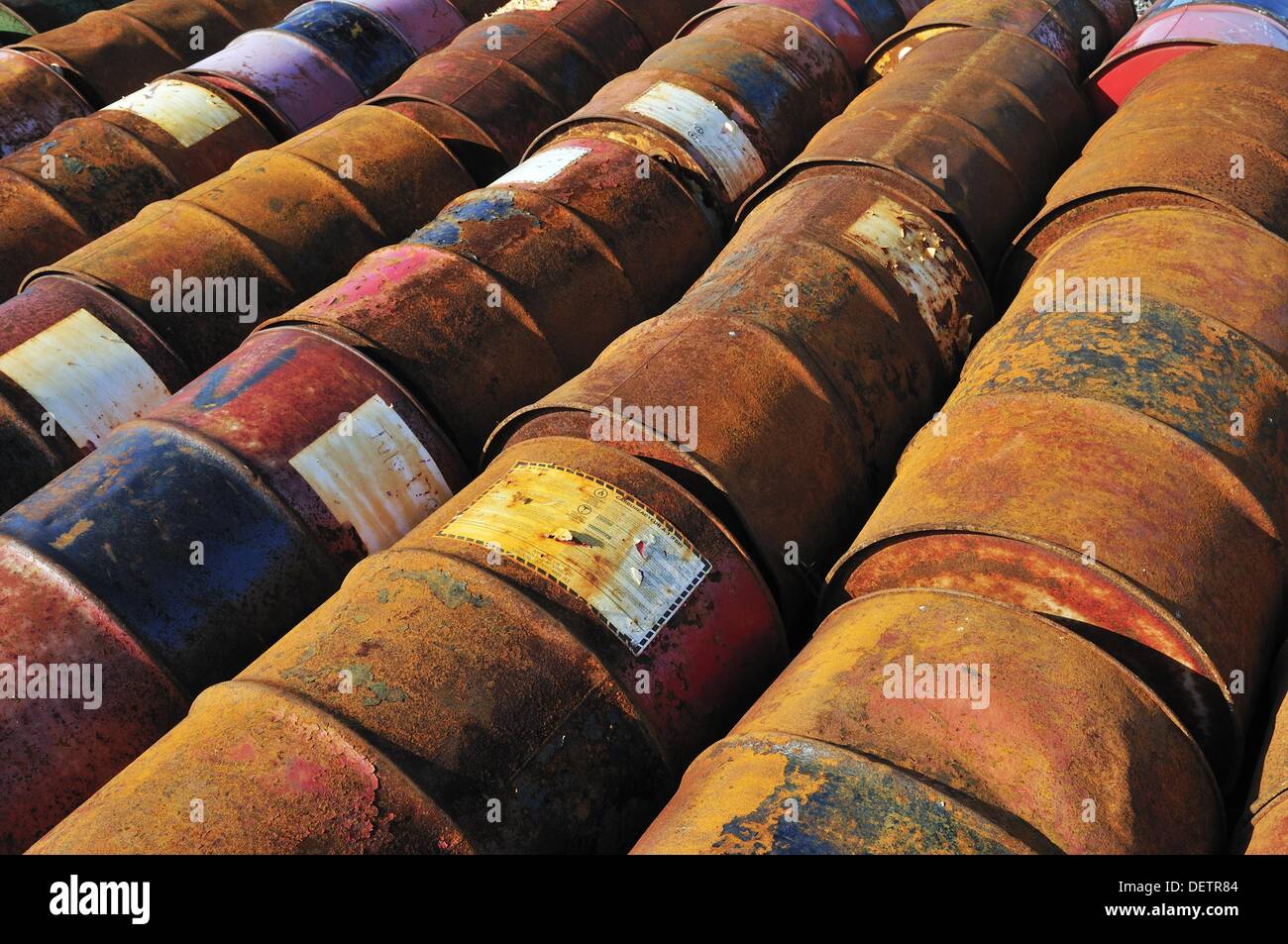 rusty old oil barrels, Torngat Mountains National Park, Newfoundland ...