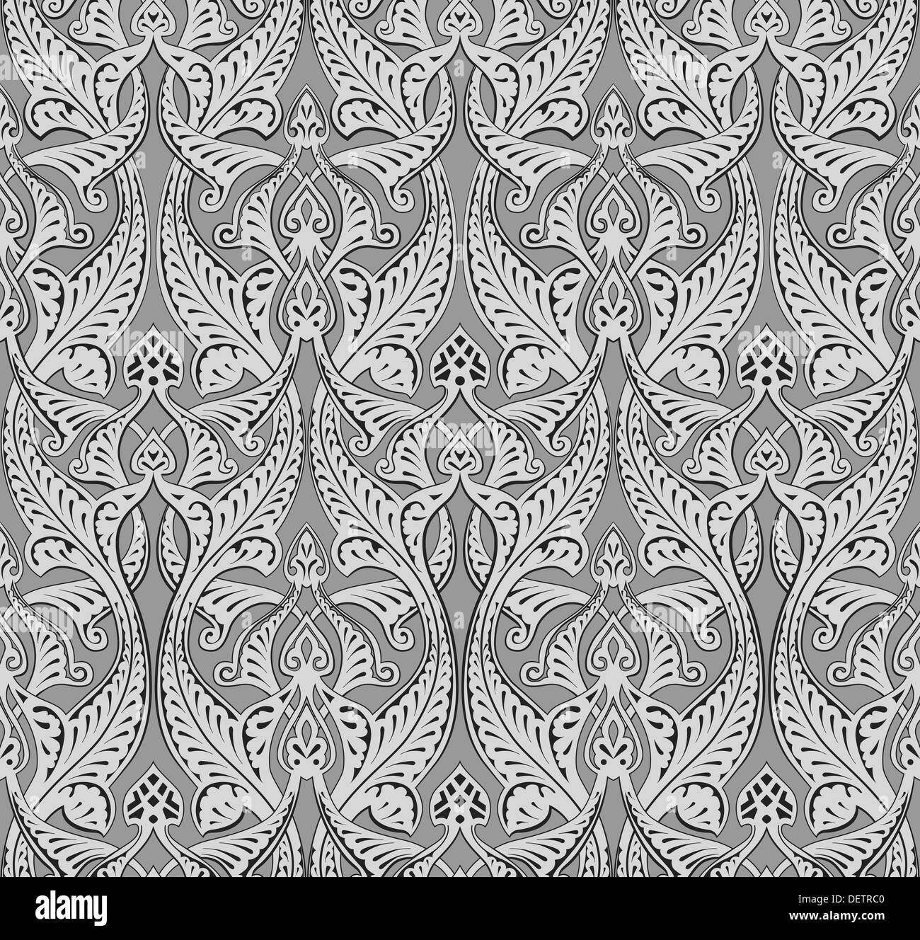 Illustration of seamlessly tiling repeat art nouveau background pattern ...