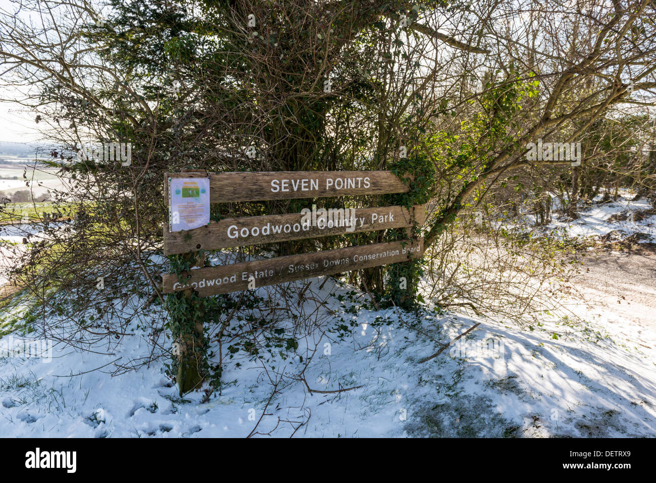 Seven Points Sign, near Chichester, West Sussex, UK Stock Photo - Alamy