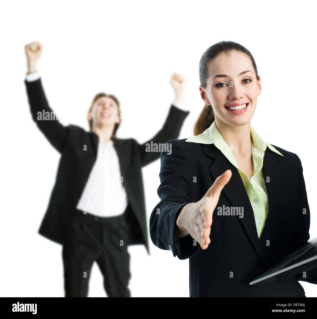 a beautiful business woman enjoying her success Stock Photo - Alamy