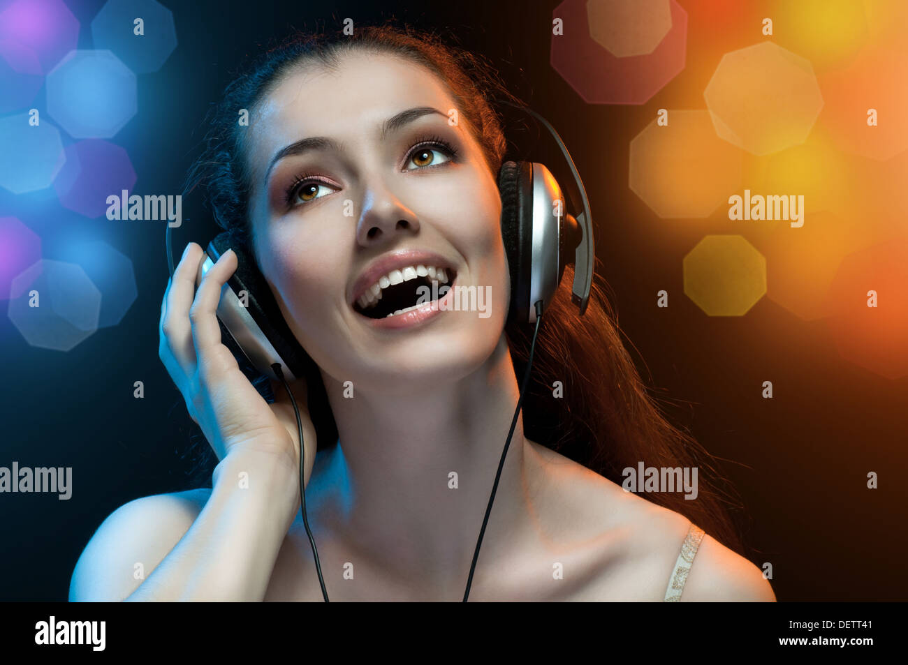 pretty girl singing at the revelry party Stock Photo - Alamy