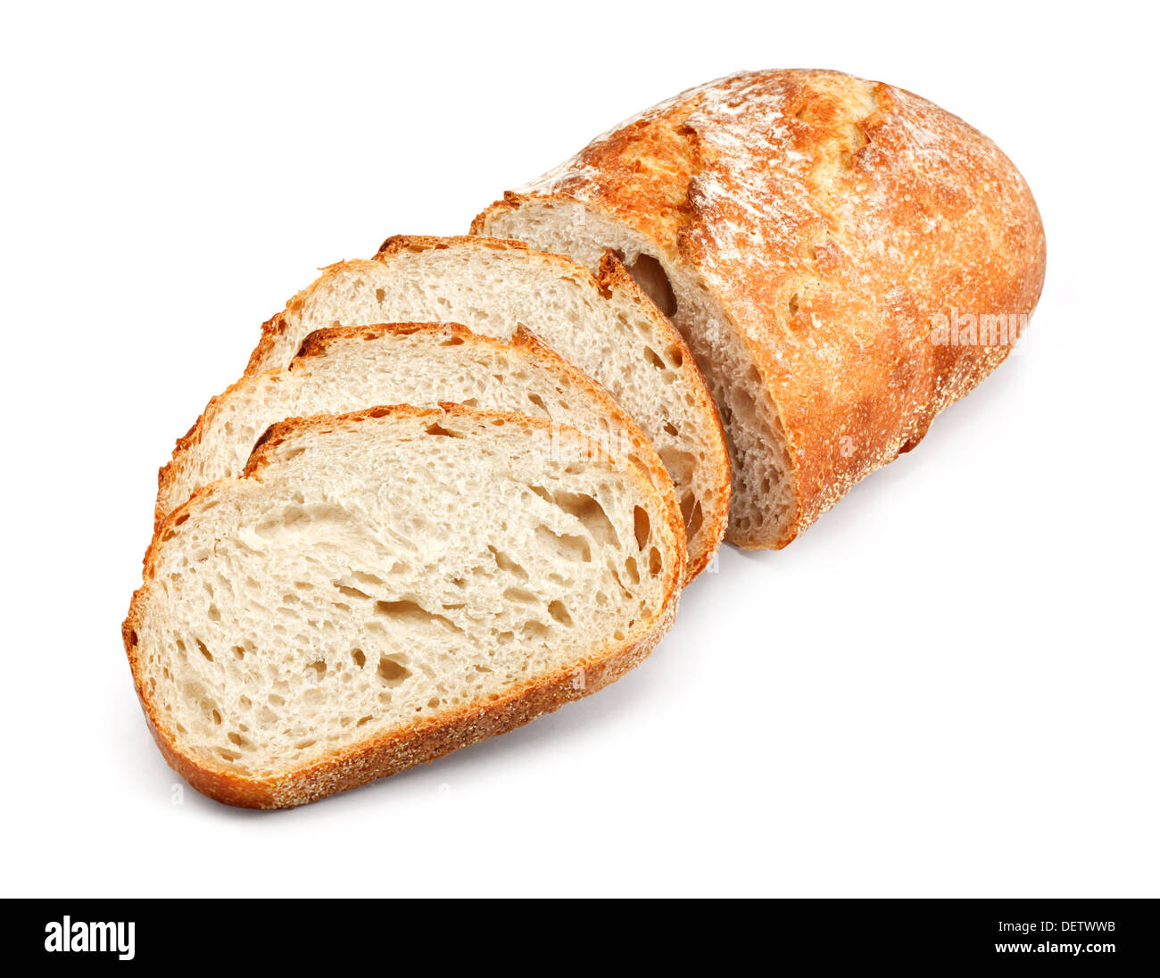 freshly baked homemade traditional hand sliced bread Stock Photo - Alamy