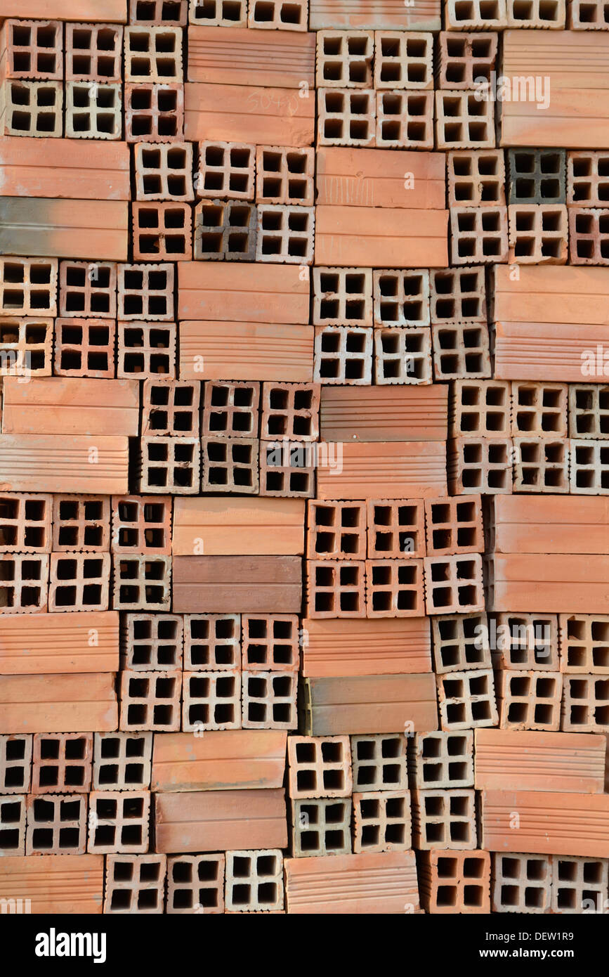 Brick wall in construction with string line across top edge Stock Photo ...