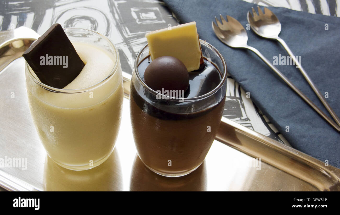 Goblets of pure white chocolate Stock Photo - Alamy