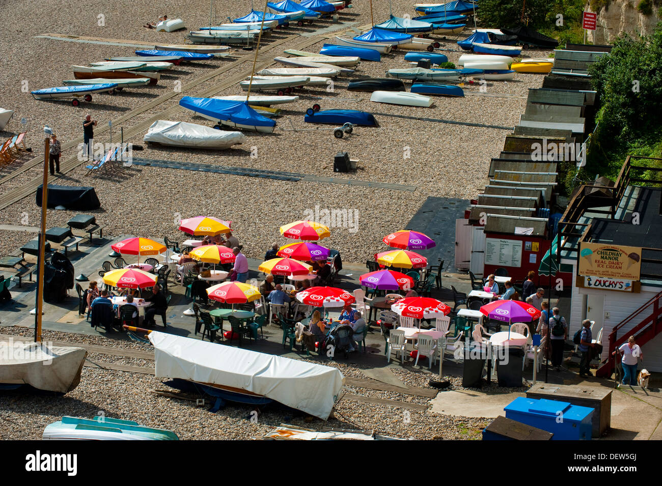 Beach huts beer devon uk hi-res stock photography and images - Alamy