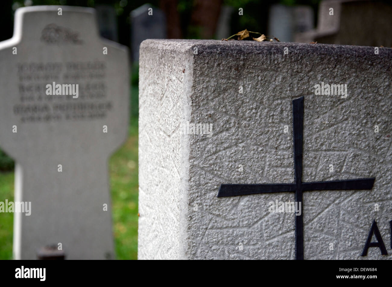 Tombstones on a Graveyard in Central Europe Stock Photo - Alamy