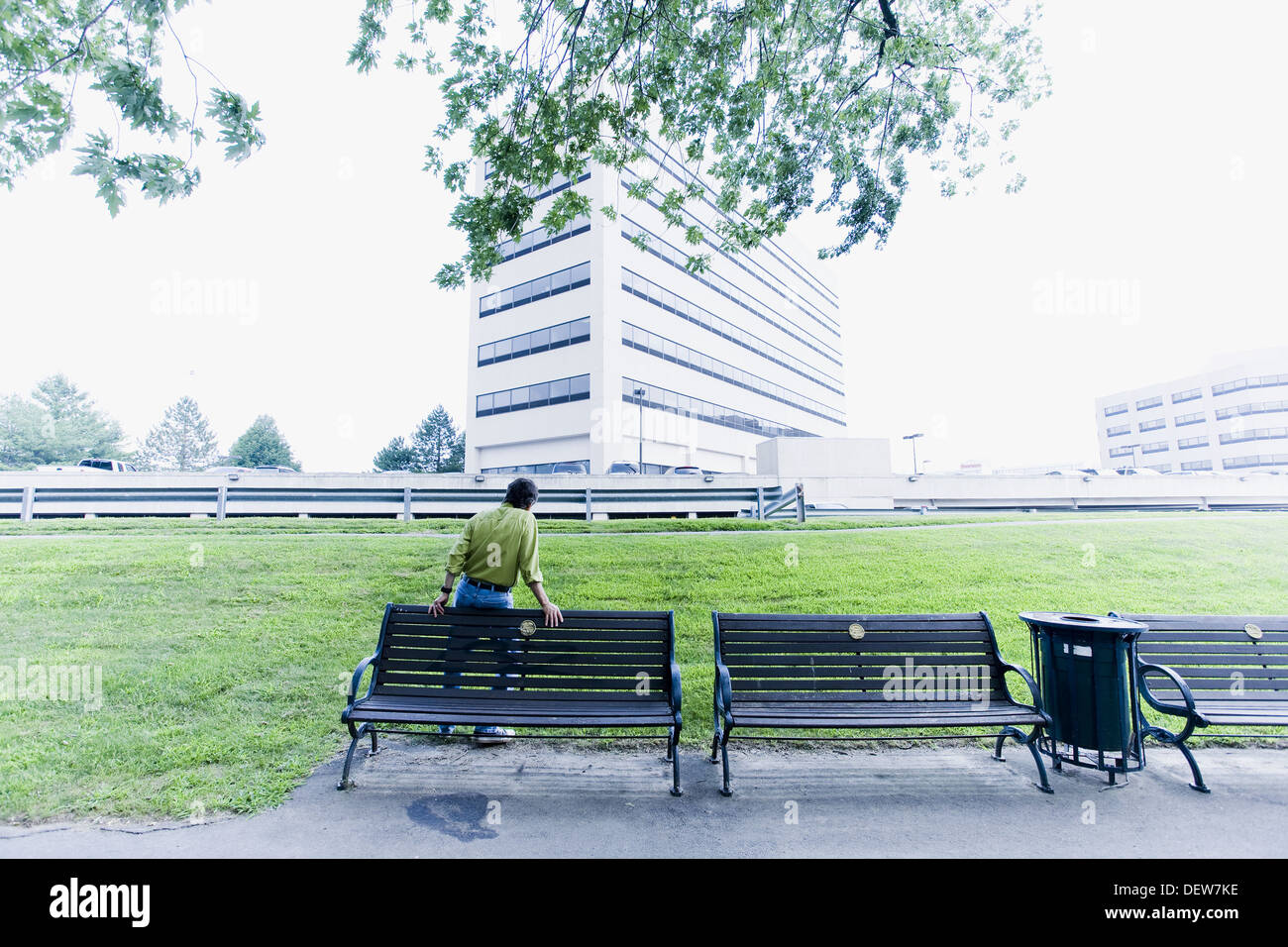Man waiting in a park rear view hi-res stock photography and images - Alamy