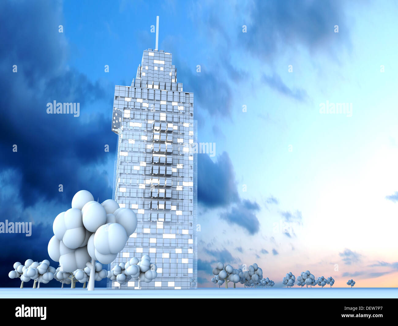 A contemporary skyscraper. 3D rendered Illustration Stock Photo - Alamy