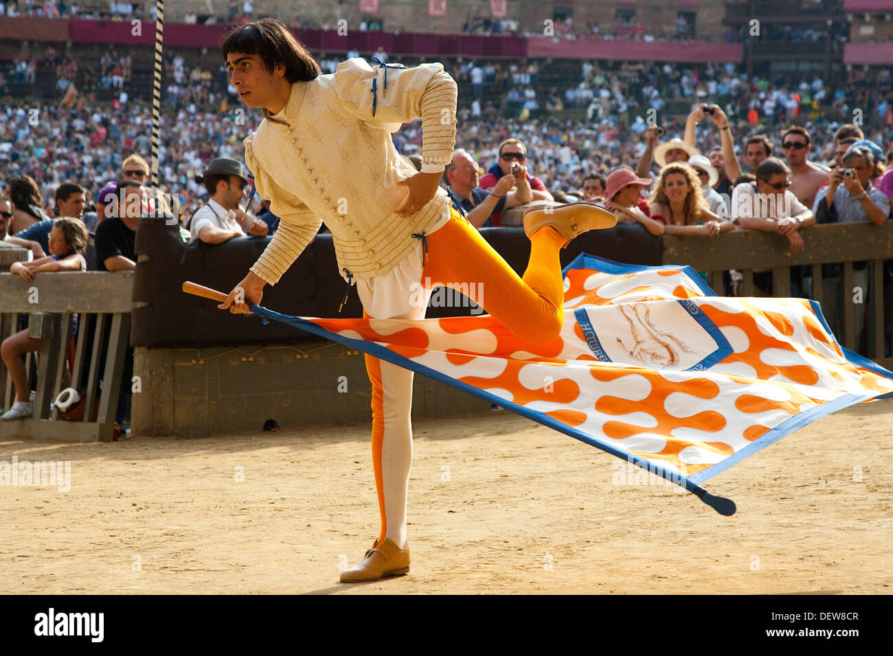 flag wavers, contrada of the unicorn, palio of siena, siena, tuscany ...