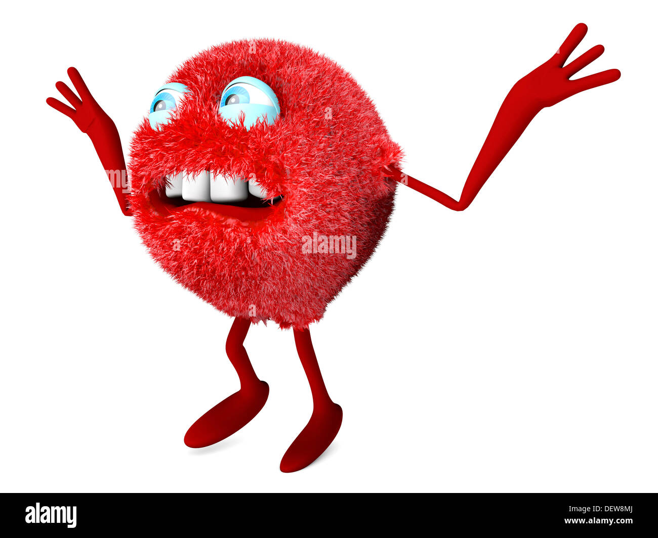 A little furry cartoon character trying to scare you. 3D illustration ...