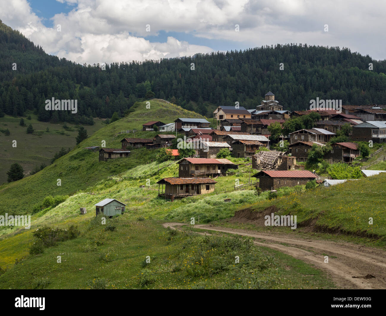 Shenako village in Greater Caucasus, Tusheti region, Georgia Stock ...
