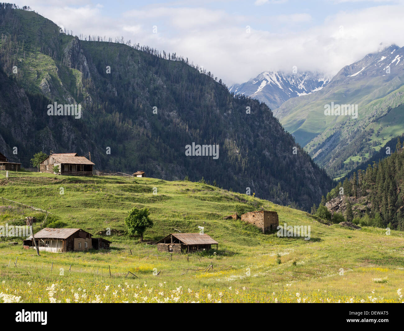 Kvemo Omalo (Lower Omalo), the capital of Tusheti region in Georgia ...
