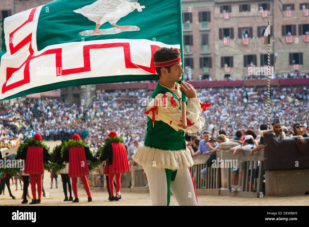 flag wavers, contrada of the goose, palio of siena, siena, tuscany ...