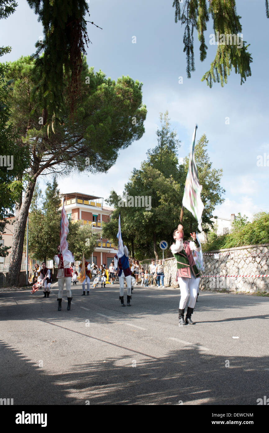 Flag show in palio, in Italy festival Stock Photo - Alamy