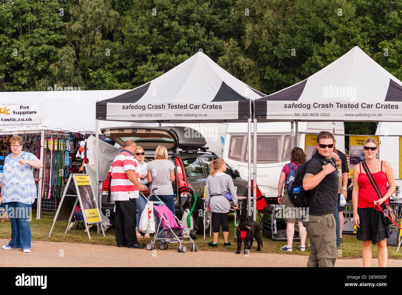 A stand selling dog car crates at The All About Dogs Show at the ...