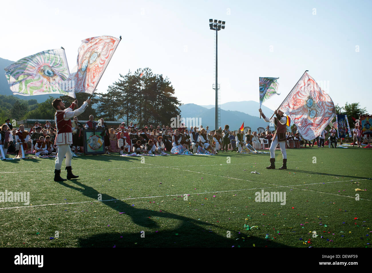 Flag show in palio, in Italy festival Stock Photo - Alamy