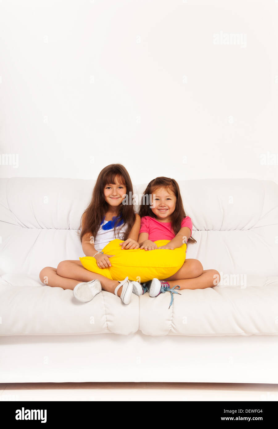 Two happy preschool , Asian and Caucasian calm and relaxed girls 6 ...