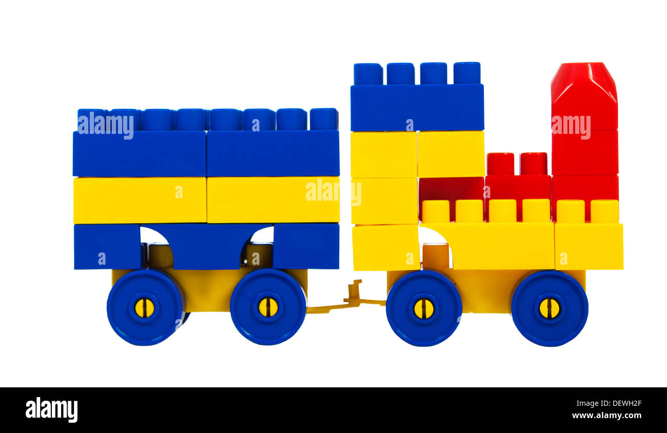 Colorful toy train isolated on white background Stock Photo - Alamy